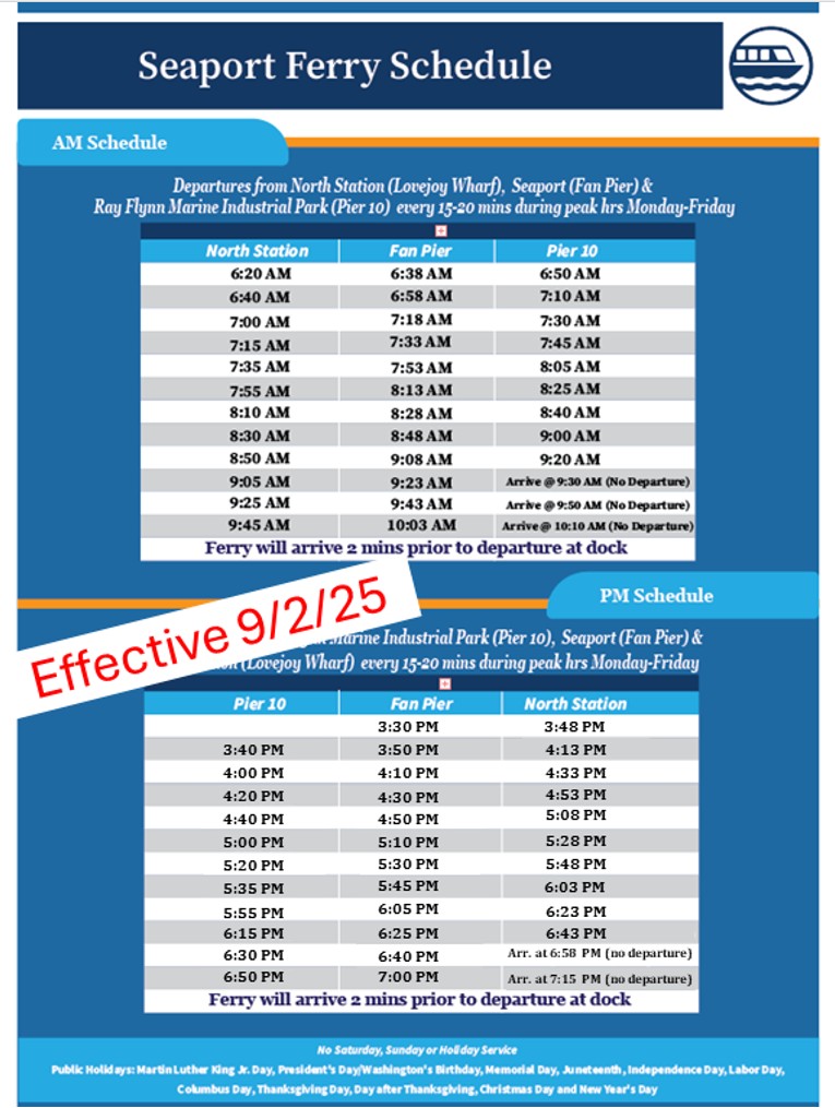 Ferry Schedules – Seaport Ferry